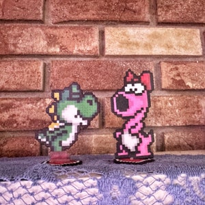 Kissing Yoshi Birdo Couple | Video Game Decor | Valentines 8 Bit Art ...