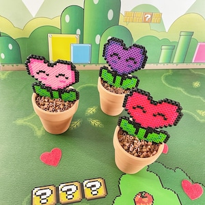 Large Retro Mario Video Game Flower | Video Game Decor | Desk Plant ...