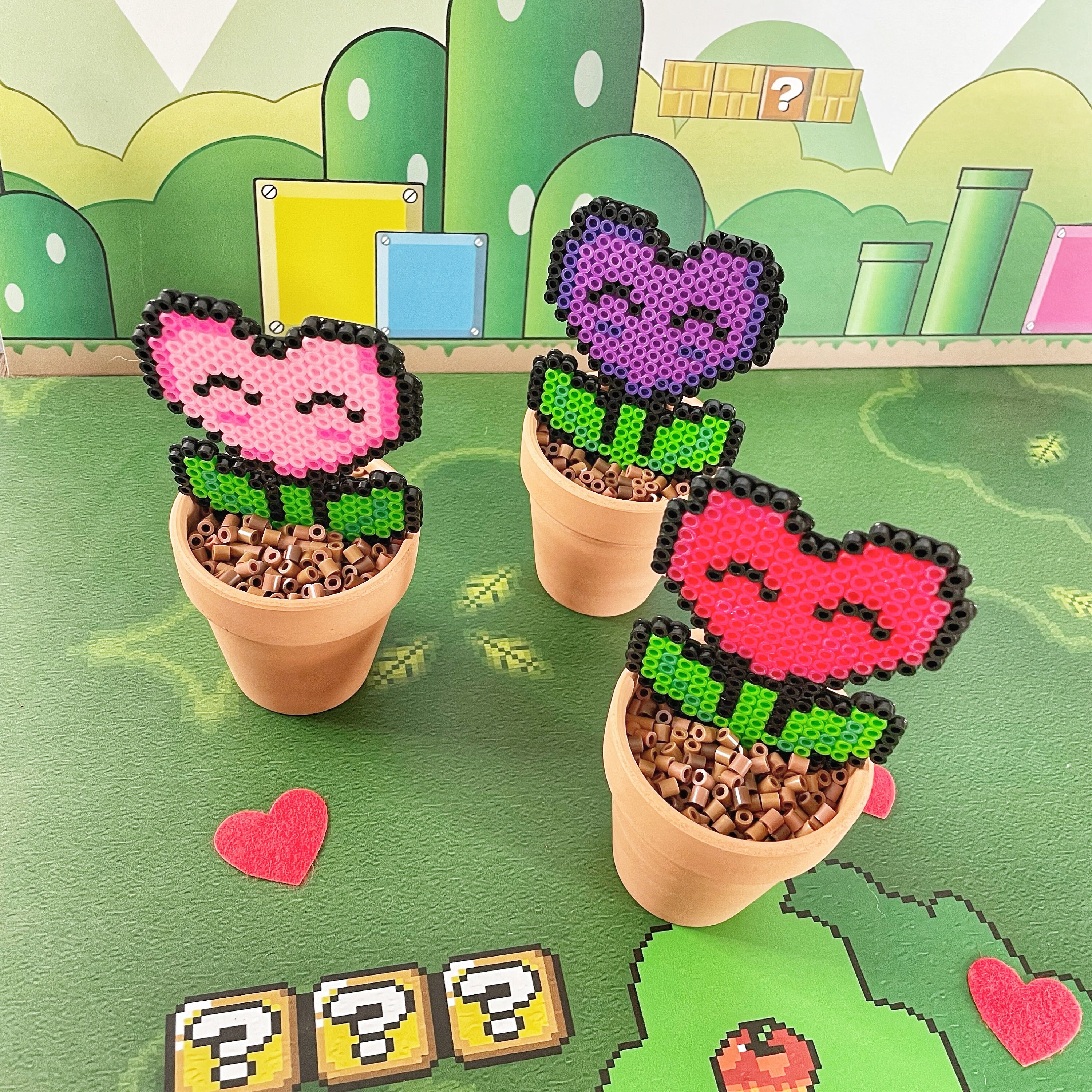 Large Retro Mario Video Game Flower | Video Game Decor | Desk Plant ...