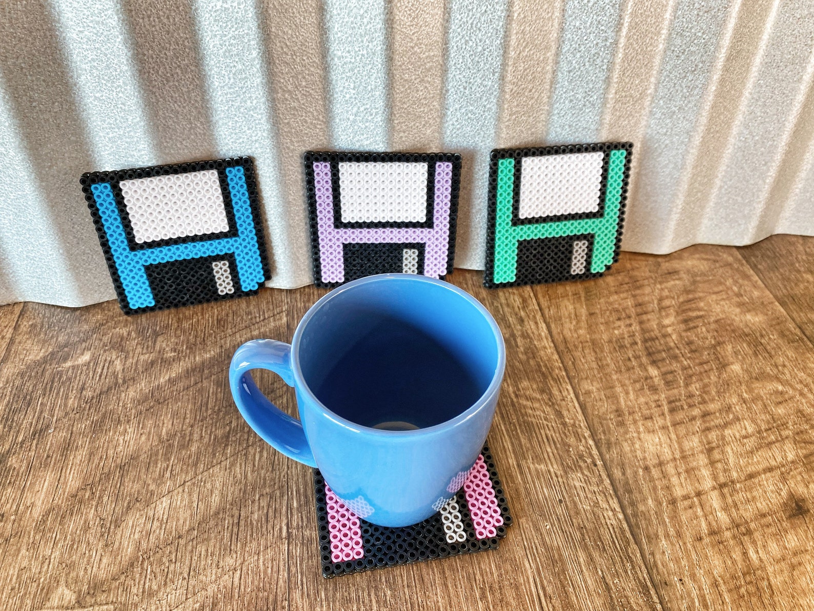 Floppy Disk Coasters Pixel Art Perler Beads Coasters 8 Bit Home Decor ...
