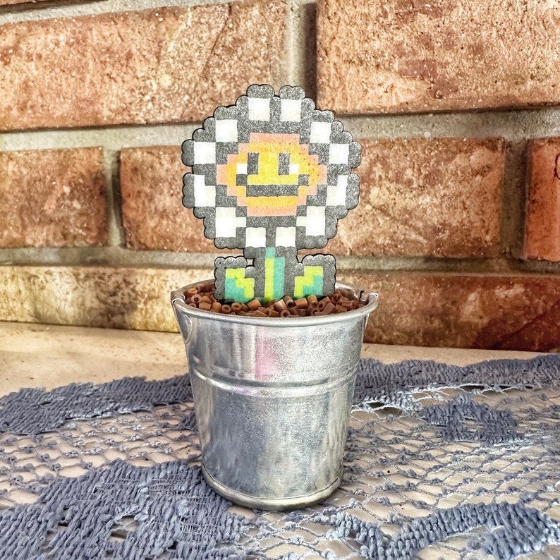 Cute Daisy Flower Pixel Video Game Plant | Video Game Decor ...