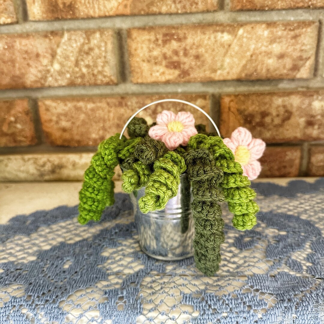 Handmade Crochet String of Things Plant in Cute Tin Planter Pot, Plant ...