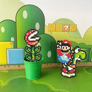 Mario and Yoshi With Piranha Plant Combo Video Game Decor - Etsy