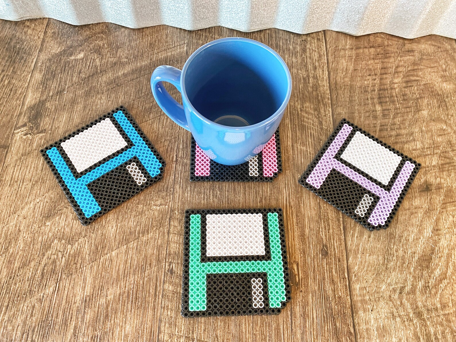Floppy Disk Coasters Pixel Art Perler Beads Coasters 8 Bit Home Decor ...