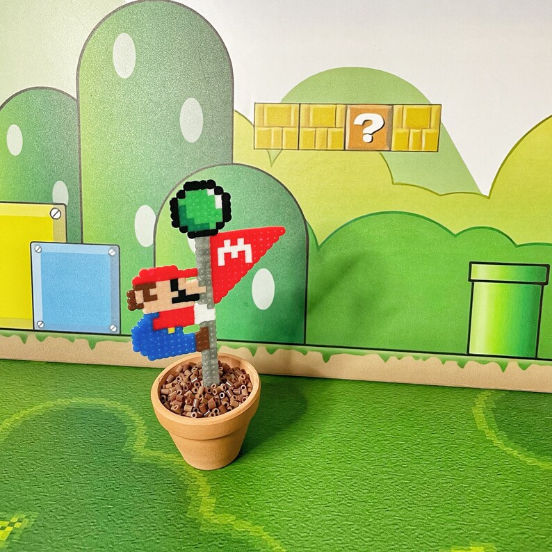 Super Mario Climbing Flagpole Video Game Decor Desk Plant - Etsy