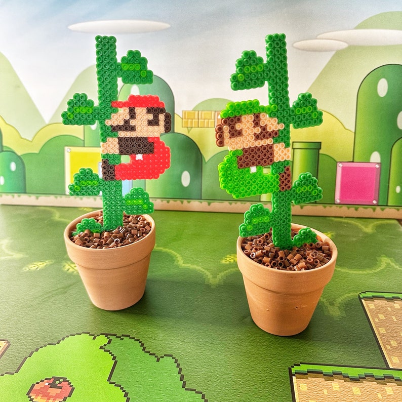 Large Retro Mario and Luigi Plant | Video Game Decor | Desk Plant ...