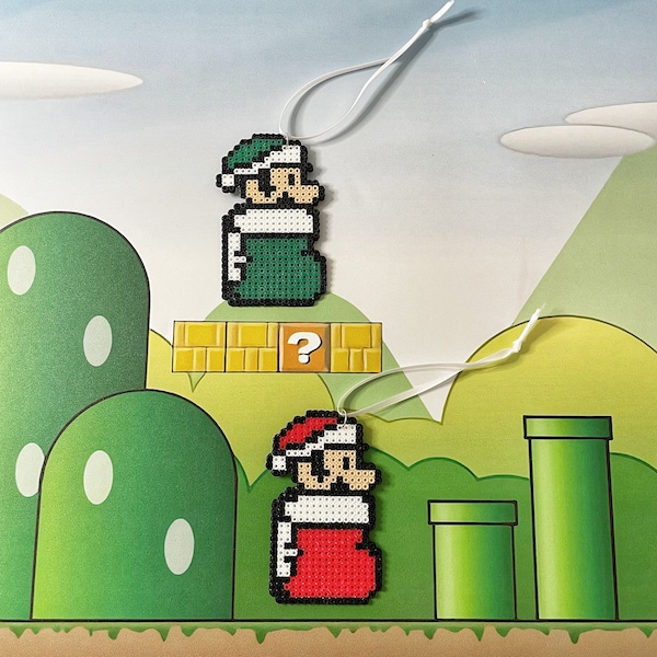 Perler Bead Christmas Santa Ornaments - Etsy