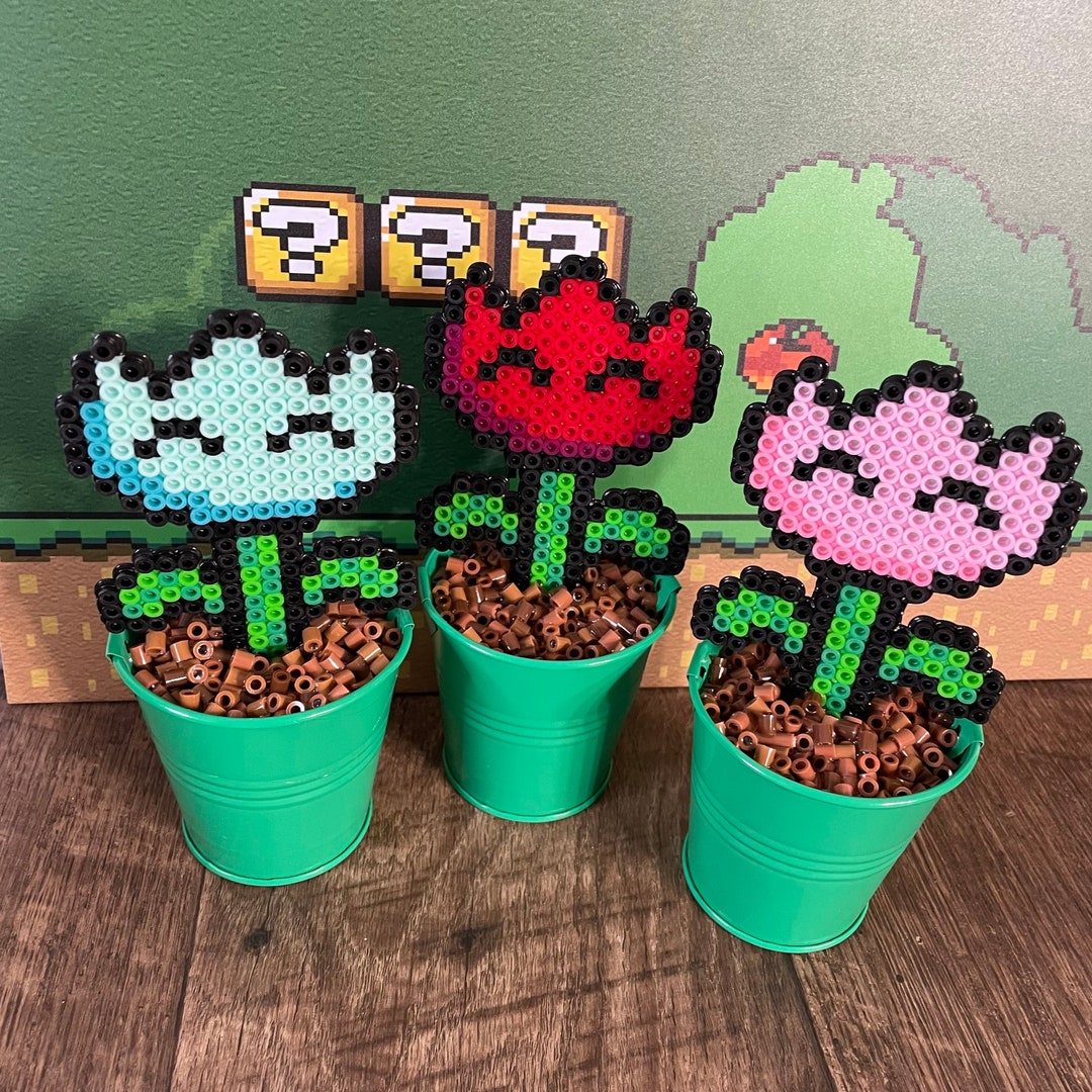 Large Retro Mario Video Game Flower | Video Game Decor | Desk Plant ...