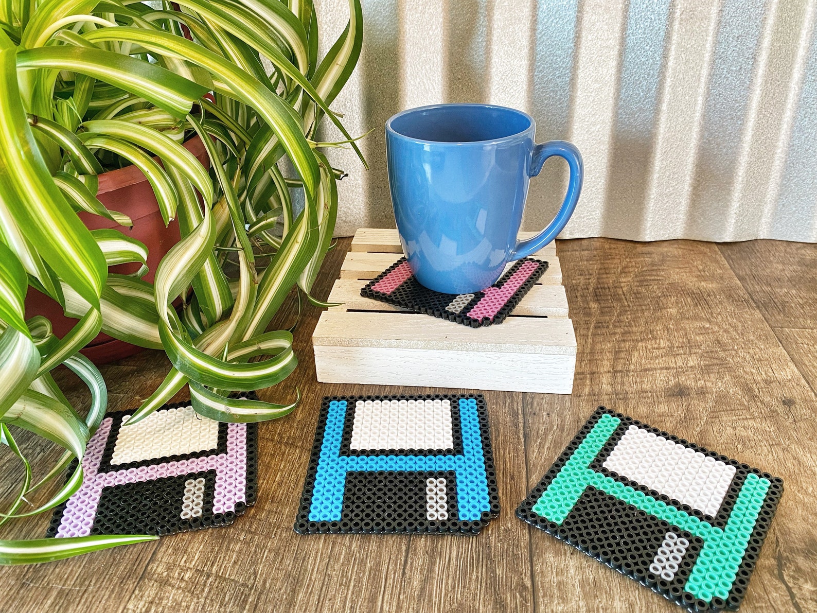 Floppy Disk Coasters Pixel Art Perler Beads Coasters 8 Bit Home Decor ...