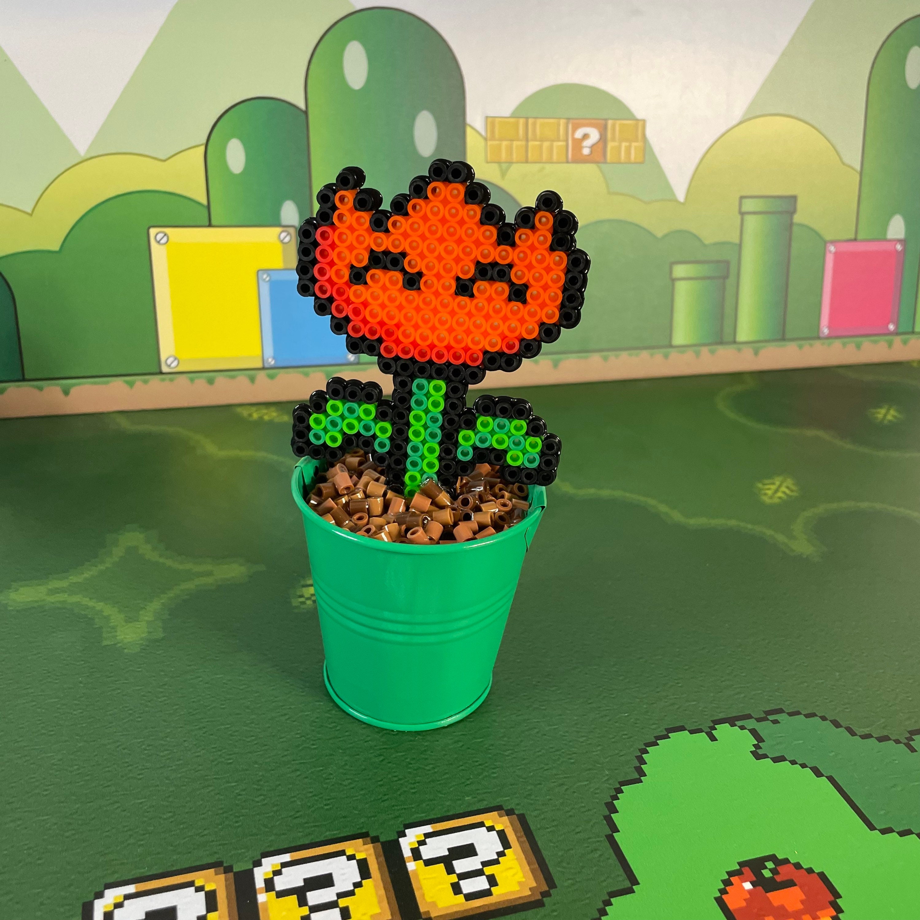 Large Retro Mario Video Game Flower | Video Game Decor | Desk Plant ...