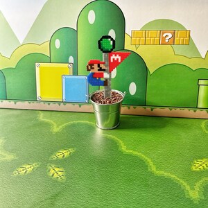 Super Mario Climbing Flagpole | Video Game Decor | Desk Plant | Game ...