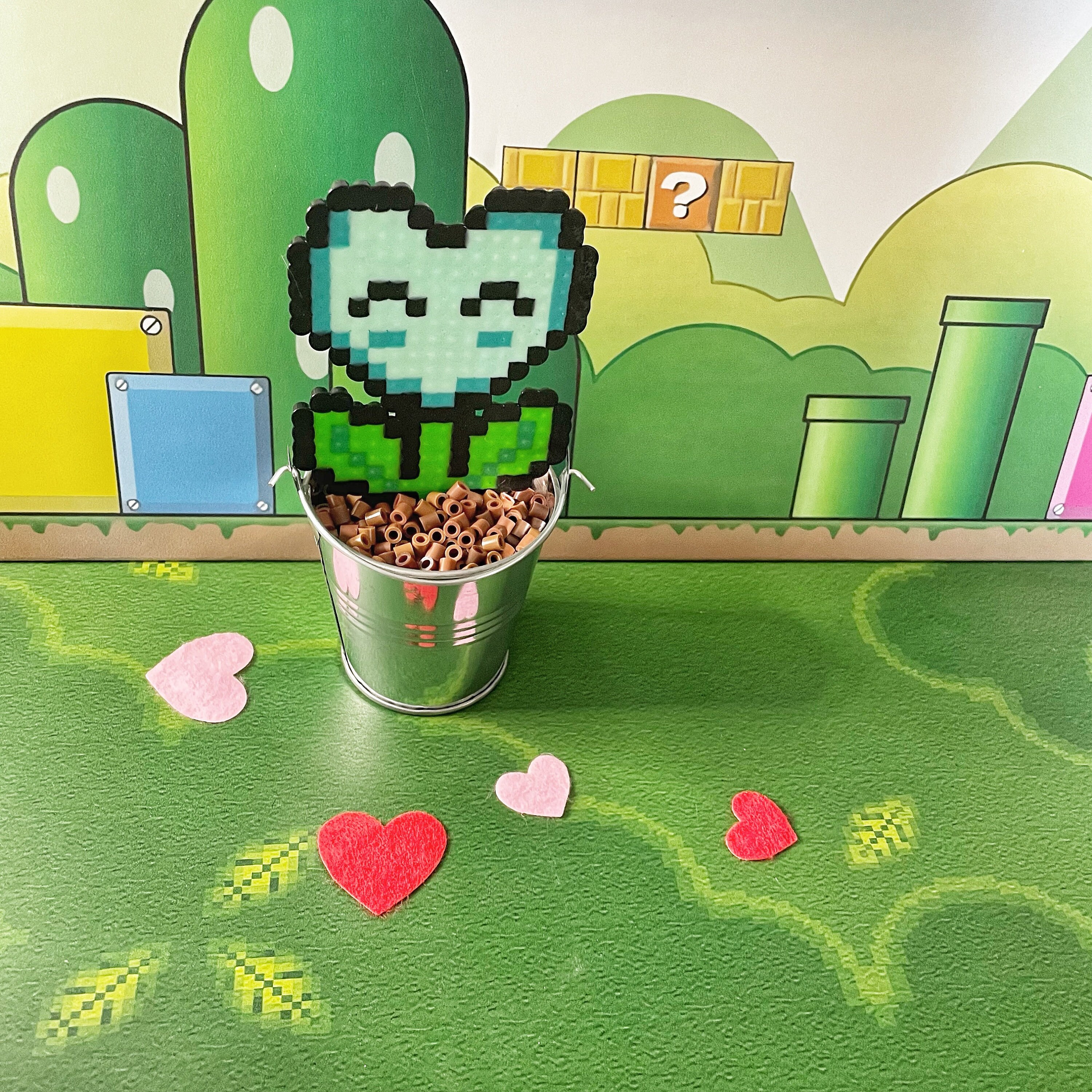Large Retro Mario Video Game Flower | Video Game Decor | Desk Plant ...