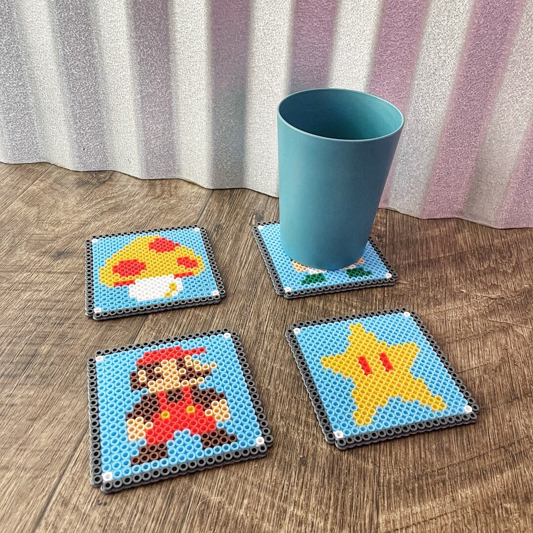 Retro Super Mario Coaster Set | Nintendo Gift | Geeky Coasters | Mario ...