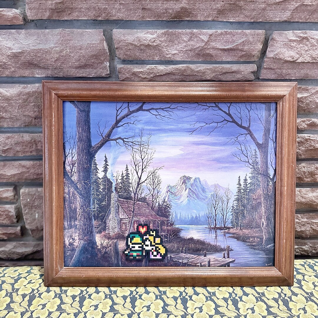 Zelda and Link Kissing Pixel Wall Art | Reclaimed Painting | Mixed ...