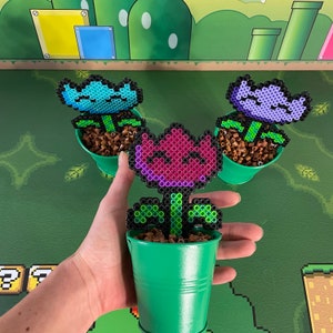 Large Retro Mario Video Game Flowers | Video Game Decor | Desk Plant ...