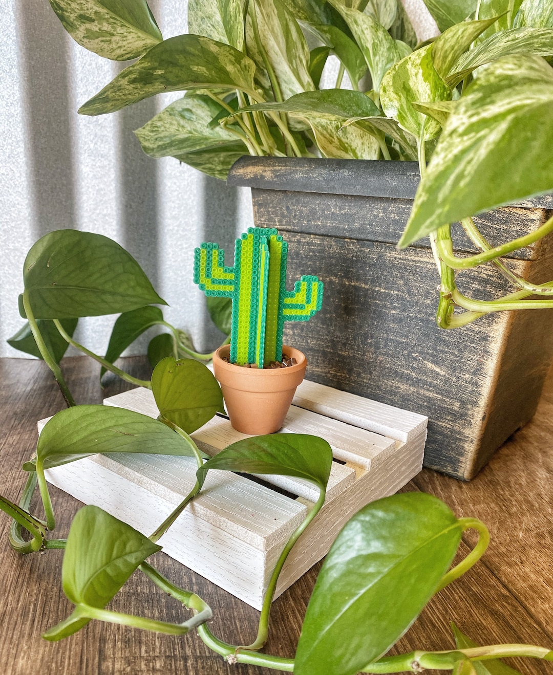 Pixel Faux Cactus Plant | Funny Office Decor | Desk Plant | Air Plant ...