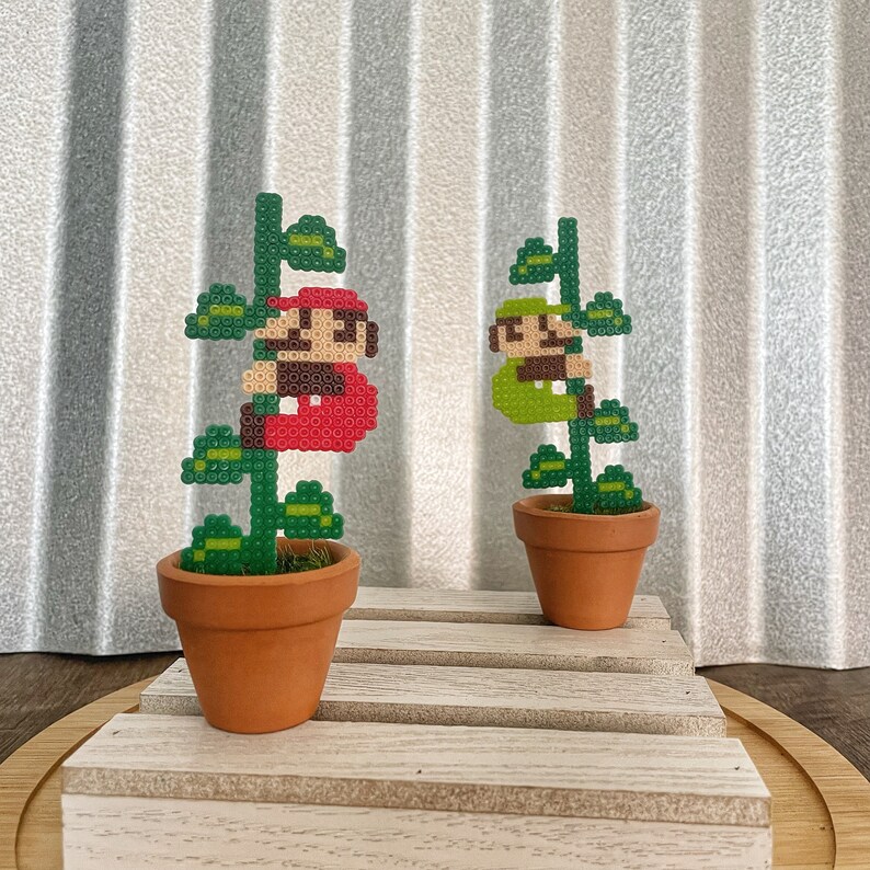 Retro Mario and Luigi Plants With Grass Video Game Decor - Etsy