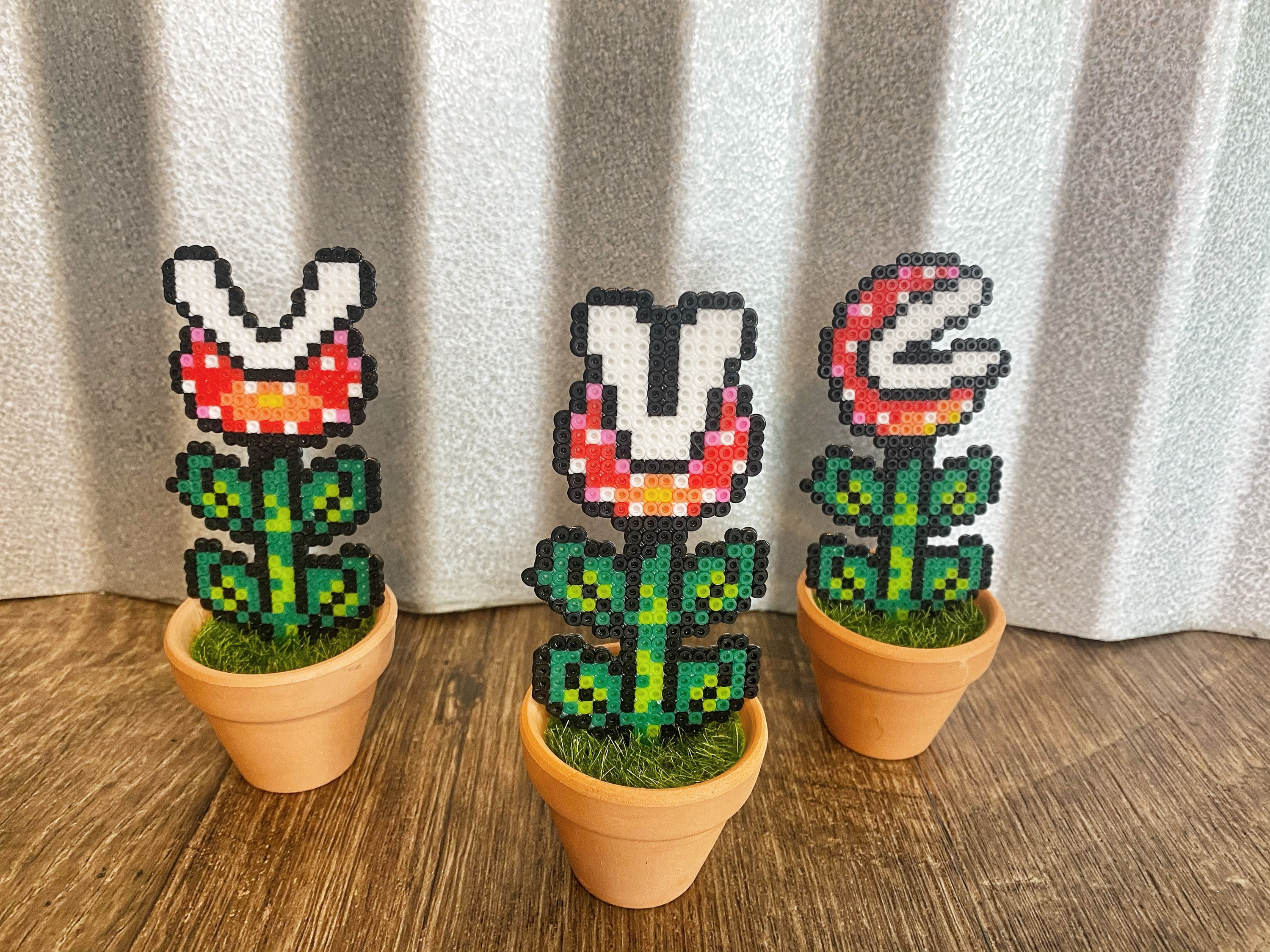 Potted Piranha Mario Plants With Grass | Video Game Decor | Desk Plant ...