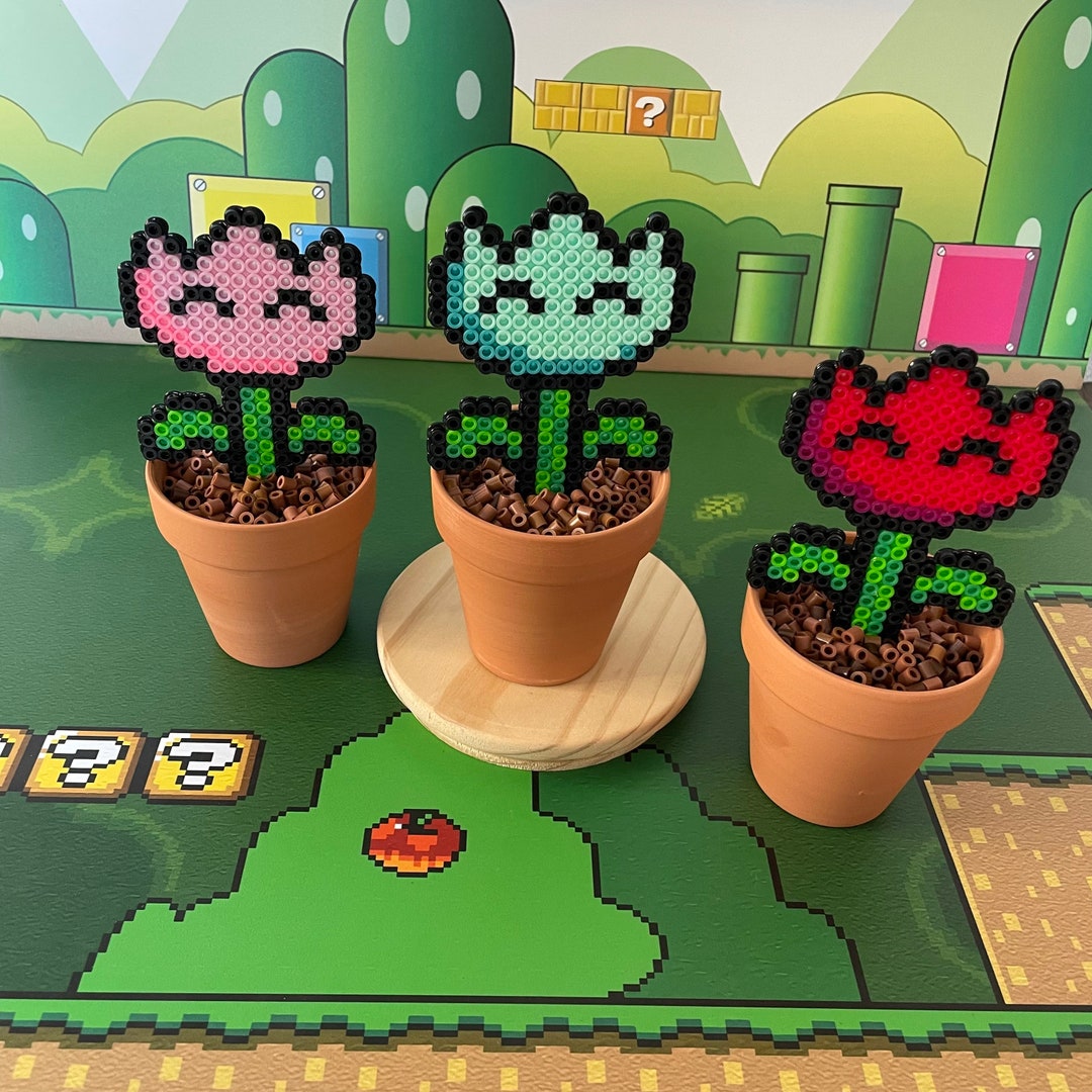 Large Retro Super Mario Potted Flowers | Video Game Decor | Valentines ...