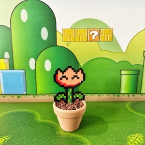 Retro Super Mario Bros Cute Flowers | Video Game Decor | Potted Faux ...