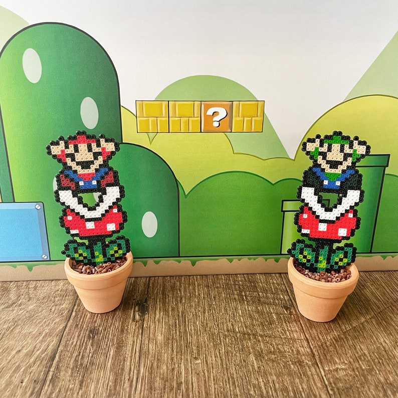 Retro Mario and Luigi Plants | Video Game Decor | Desk Plant | Game ...