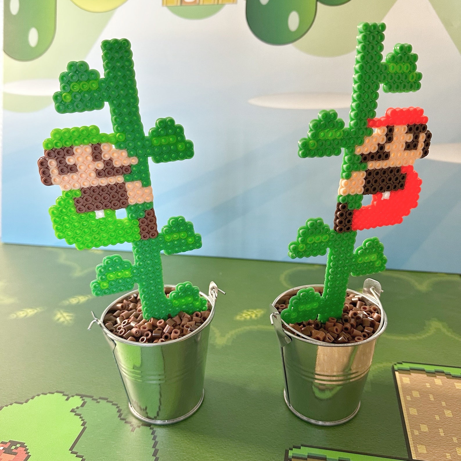 Large Retro Mario and Luigi Plant | Video Game Decor | Desk Plant ...