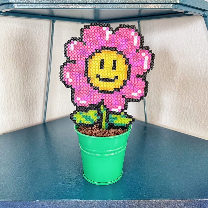 Smiley Face Flower Pixel Video Game Plant Video Game Decor - Etsy