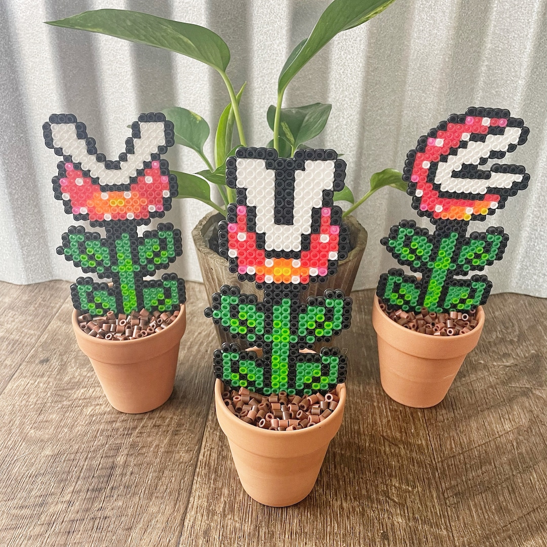 Large Potted Mario Petey Piranha Plant | Video Game Decor | Desk Plant ...
