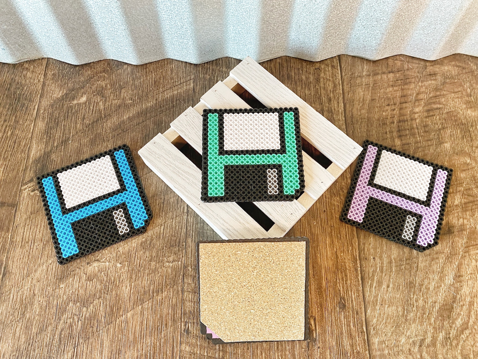 Floppy Disk Coasters Pixel Art Perler Beads Coasters 8 Bit Home Decor ...