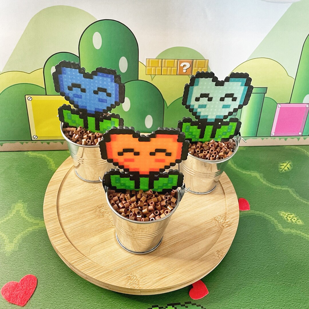 Large Retro Mario Video Game Flower | Video Game Decor | Desk Plant ...