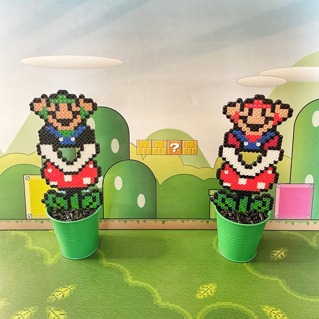 Large Retro Mario and Luigi Plant | Video Game Decor | Desk Plant ...