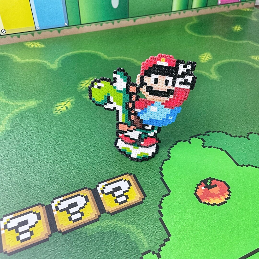 Mario Riding Yoshi Super Mario Character Video Game Decor Retro Gaming ...