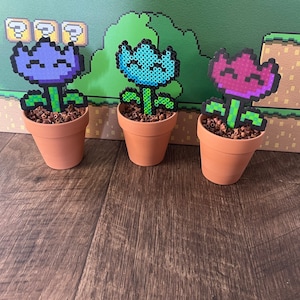 Large Retro Super Mario Potted Flowers | Video Game Decor | Desk Plant ...