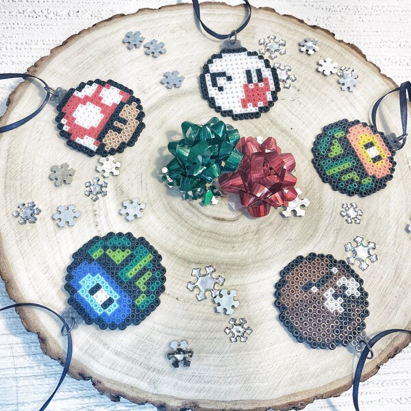 Perler Bead Christmas Santa Ornaments - Etsy