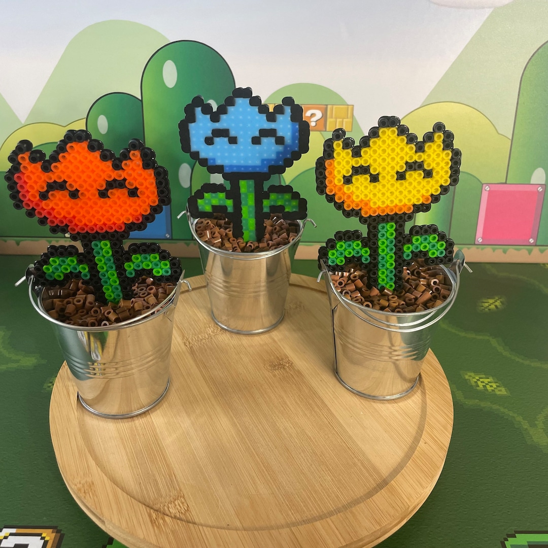 Large Retro Super Mario Flowers | Video Game Decor | Desk Plant | Game ...