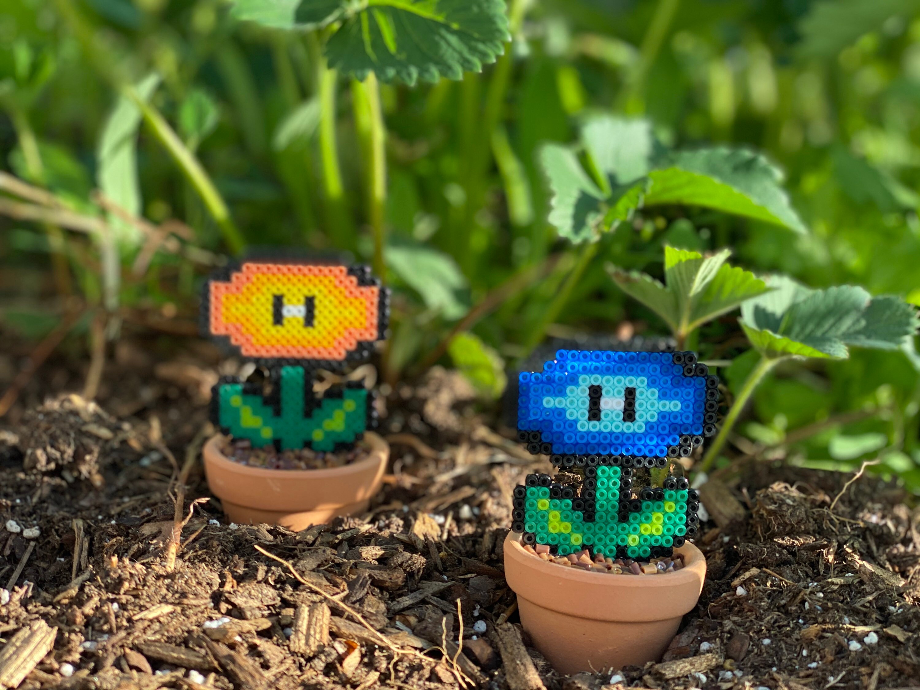 Fire and Ice Mario Flowers Mario Plant Video game decor | Etsy