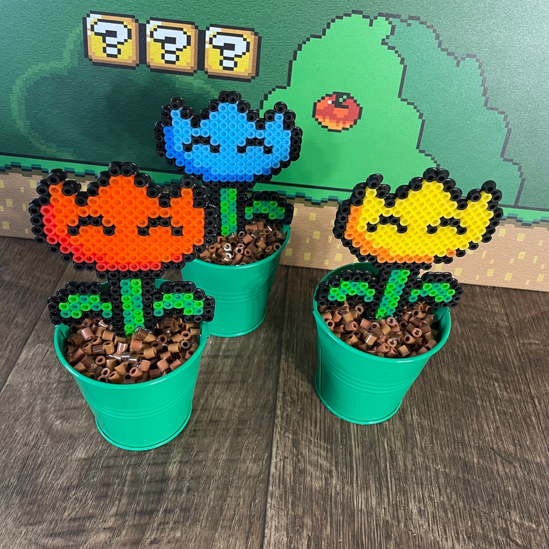 Large Retro Mario Video Game Flower | Video Game Decor | Desk Plant ...