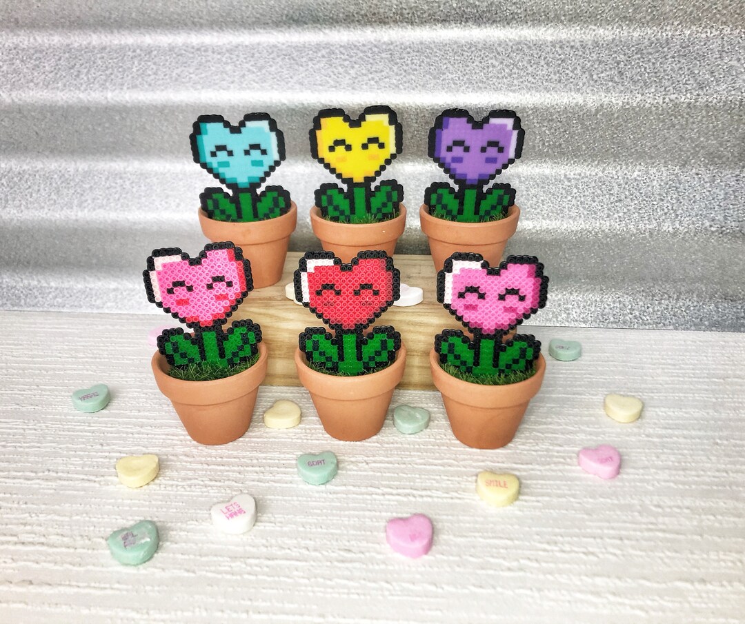 Valentines Heart Flowers Mario Plant Video Game Decor - Etsy