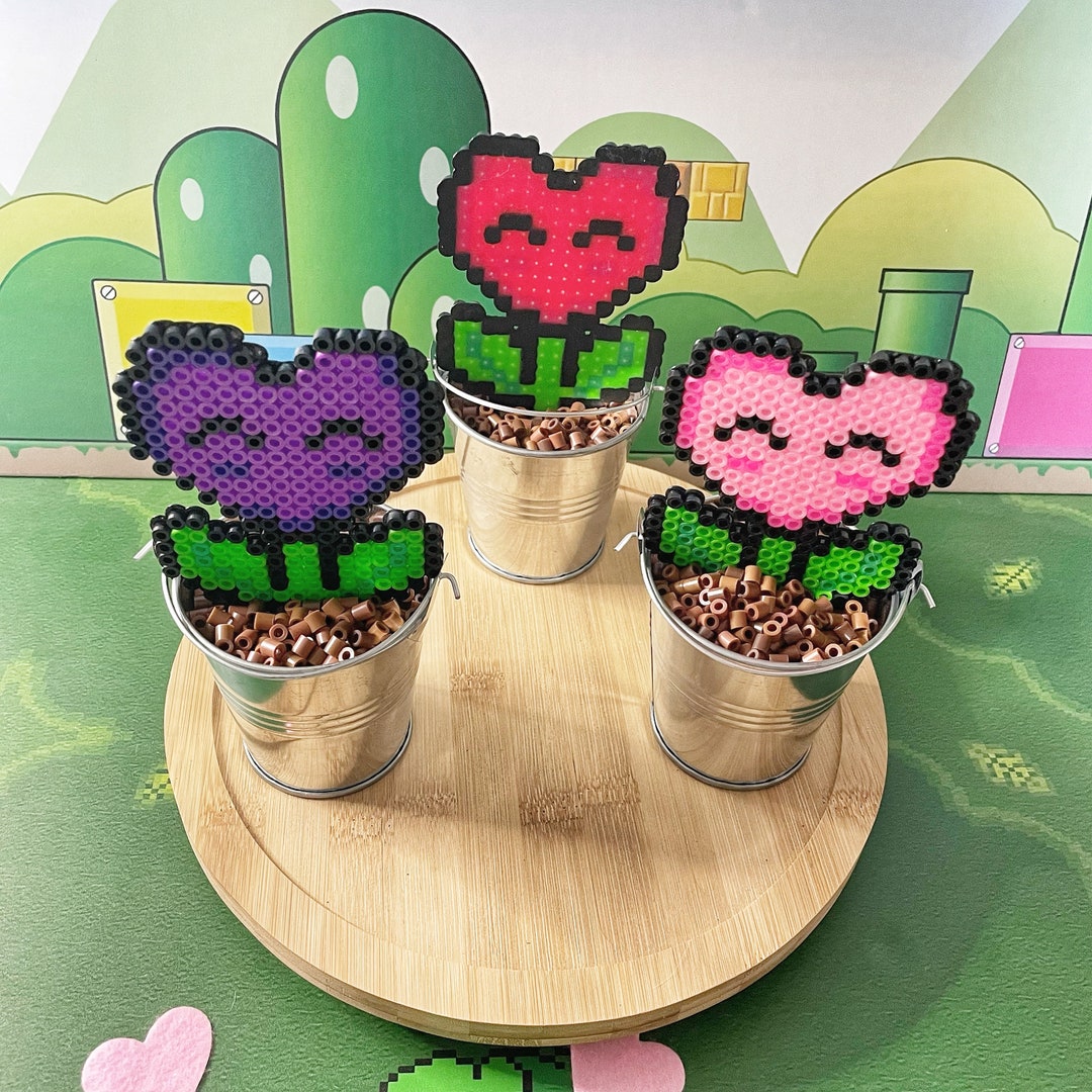 Large Retro Super Mario Potted Flowers | Video Game Decor | Valentines ...