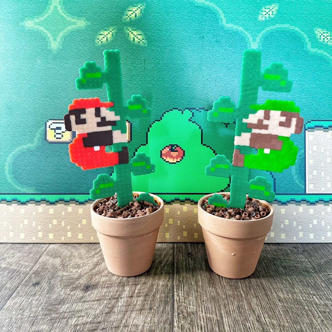 Large Retro Mario and Luigi Plant Video Game Decor Desk Plant Game Room ...
