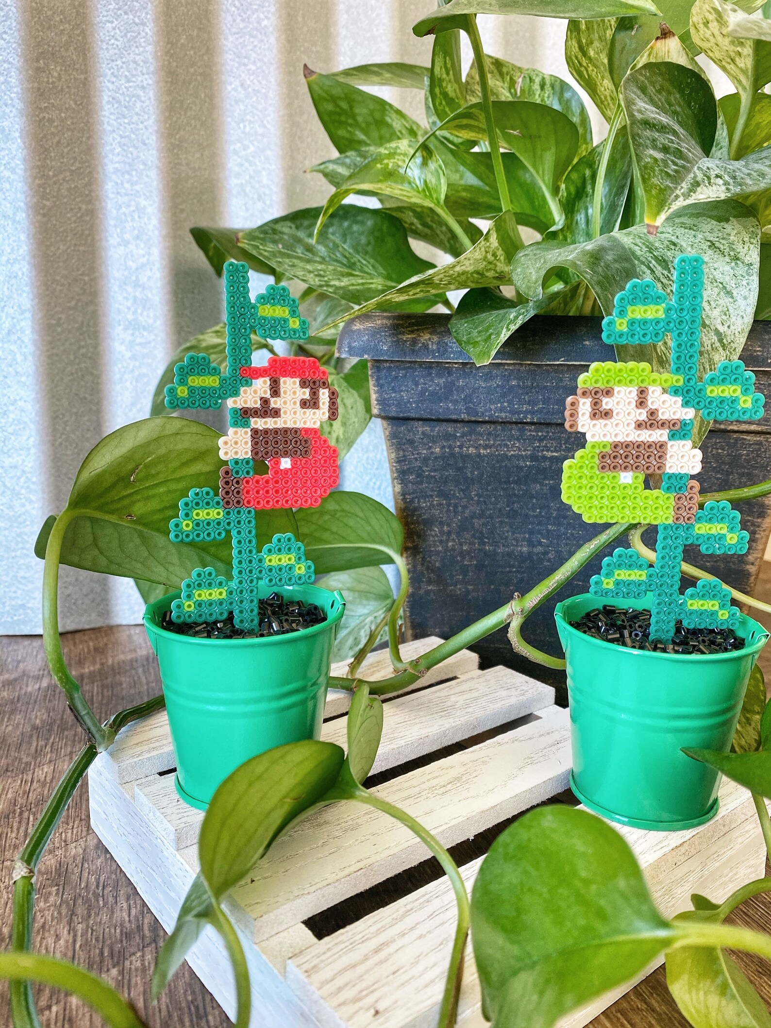 Retro Mario and Luigi Plants Video game decor Desk Plant | Etsy