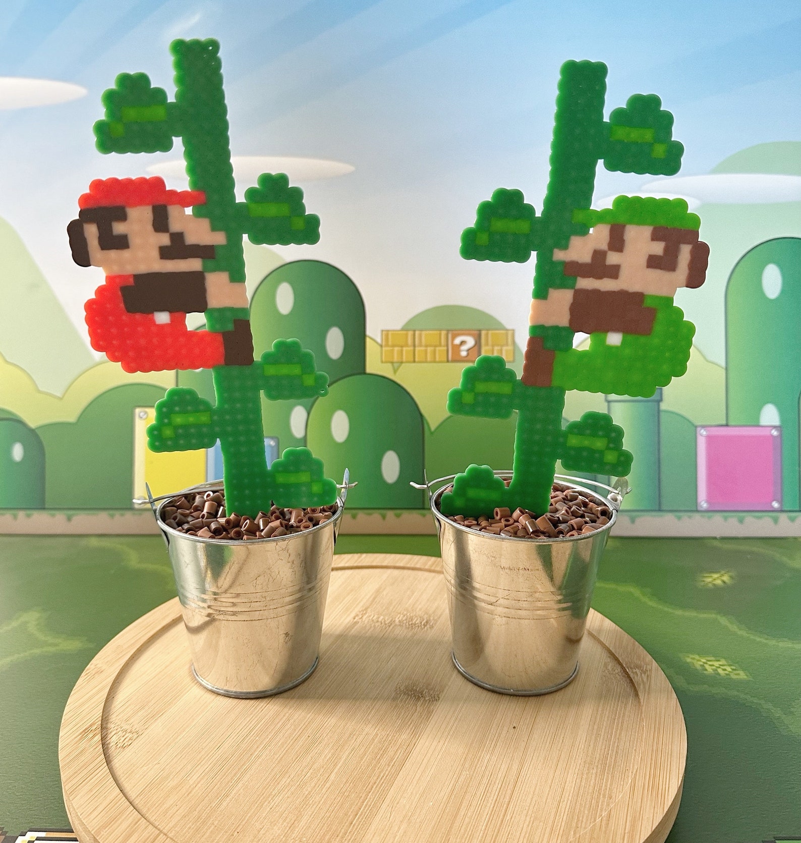Large Retro Mario and Luigi Plant | Video Game Decor | Desk Plant ...