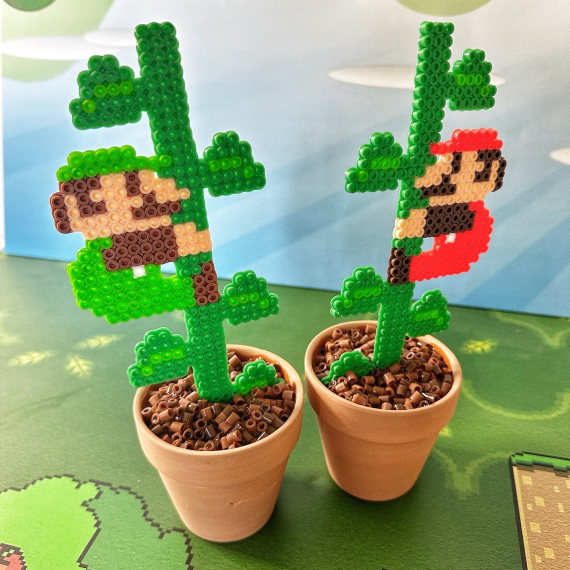Large Retro Mario and Luigi Plant | Video Game Decor | Desk Plant ...