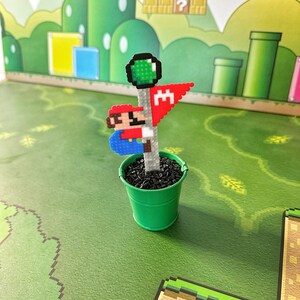 Super Mario Climbing Flagpole Video Game Decor Desk Plant Game Room ...
