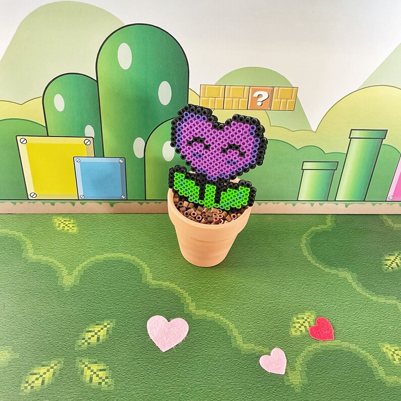 Large Retro Mario Video Game Flower | Video Game Decor | Desk Plant ...