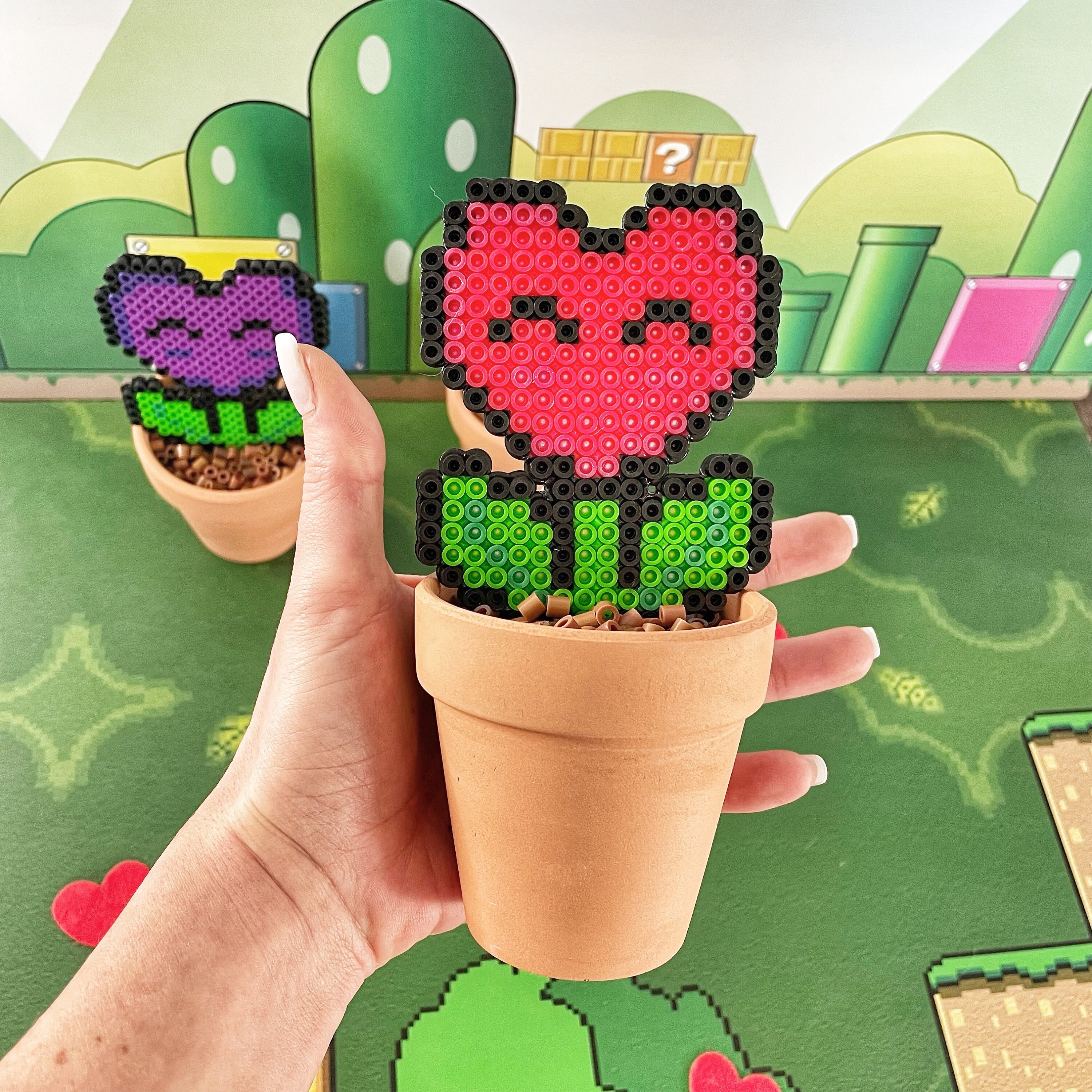 Large Retro Mario Video Game Flower | Video Game Decor | Desk Plant ...