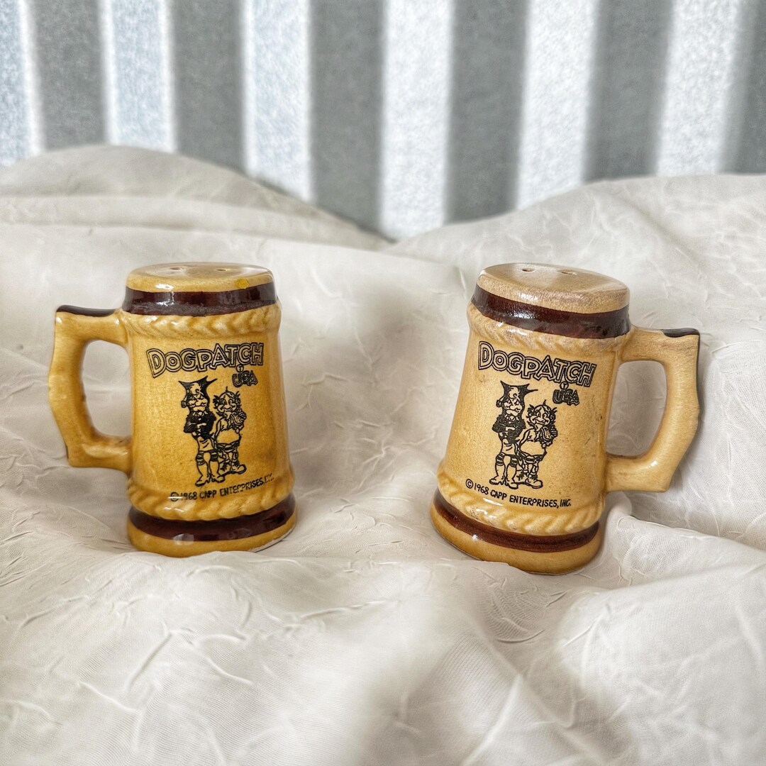 Dogpatch USA Vintage Salt Pepper Shakers - Arkansas Cartoon Theme Park Memorabilia, Vintage ...