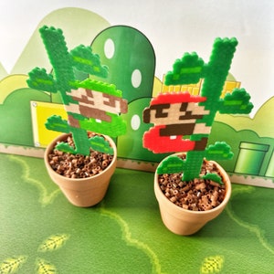 Large Retro Mario and Luigi Plant | Video Game Decor | Desk Plant ...