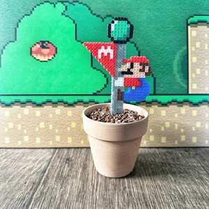 Super Mario Climbing Flagpole Video Game Decor Desk Plant Game Room ...