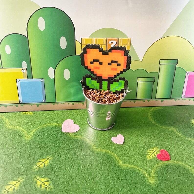 Large Retro Mario Video Game Flower | Video Game Decor | Desk Plant ...